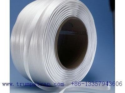 composite strap, polyester strap, cordstrap, lash webbing, dunnage bag, FIBC,woven strap in transport/logistics package