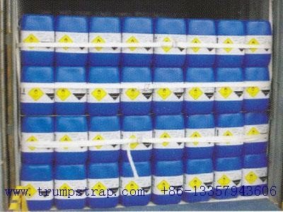 composite strap, polyester strap, cordstrap, lash webbing, dunnage bag, FIBC,woven strap in transport/logistics package