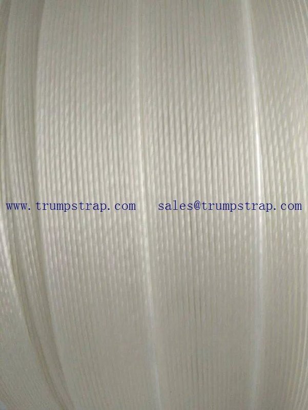 composite strap, polyester strap, cordstrap, lash webbing, dunnage bag, FIBC,woven strap in transport/logistics package