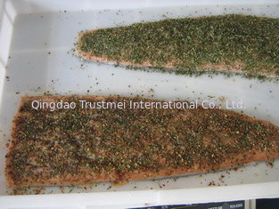 Frozen chum salmon fillets skin-on with toppings