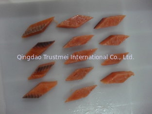 Frozen pink salmon nuggets diamond cut