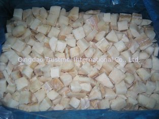 Frozen Atlantic cod cubes, cut from natural fillets