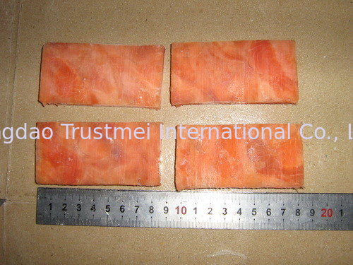 Frozen chum salmon block portions skinless no fatline color 13+
