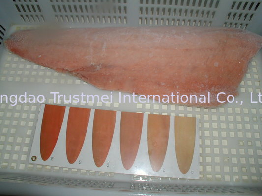 Frozen chum salmon fillets skin-on pale meat color