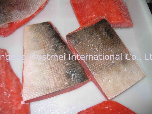 Frozen sockeye salmon portions skin-on