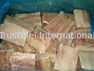 Frozen saithe portions skinless PBO IQF
