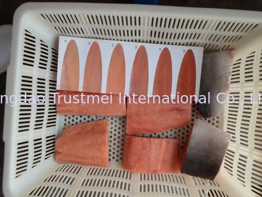 Frozen Pink salmon portion skin-on IVP color P2+, 13+