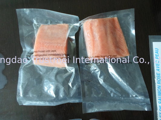 Frozen Pink salmon portion skin-on IVP color P2+, 13+