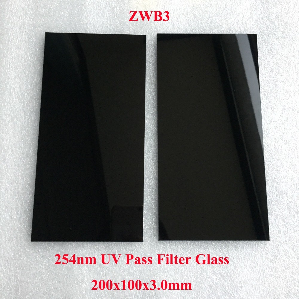 100x200x3.0mm ZWB3 UG5 U-330 254nm UV Bandpass Filter for DNA nucleic acid analyzer Ultraviolet Pass Glass Visible Light
