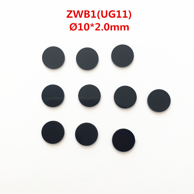 10pcs 10x2.0mm ZWB1 UG11 U-340 UV Pass Filter 312nm 302nm 340nm Ultraviolet Bandpass Glass Visible Light Cut