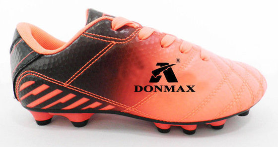 OEM Waterproof Turf Custom Childrens Soccer Shoes Lacing PU Donmax