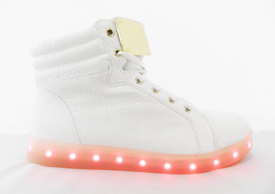 PU Leather USB Led Smart Casual Shoes For Men White Smart Shoes