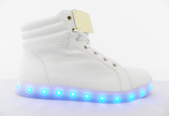 PU Leather USB Led Smart Casual Shoes For Men White Smart Shoes