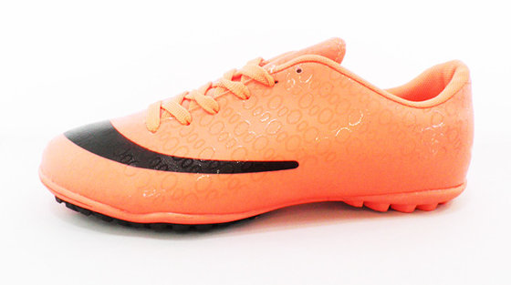 Waterproof Shinning PU Youth Indoor Soccer Shoes Customized Blue