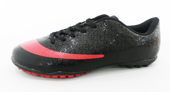 Waterproof Shinning PU Youth Indoor Soccer Shoes Customized Blue