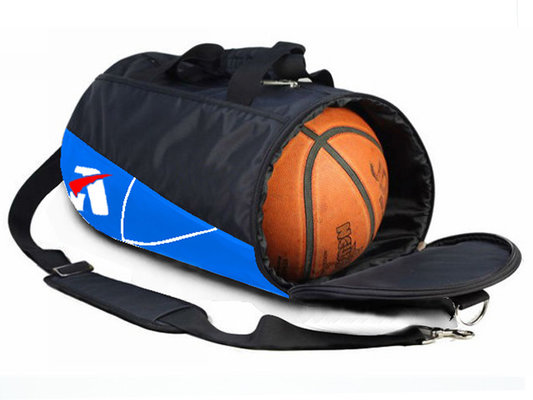 Blue / Black Fashion Nylon Sports Bag With Shoes Pockets And Basketball Bag