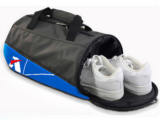 Blue / Black Fashion Nylon Sports Bag With Shoes Pockets And Basketball Bag