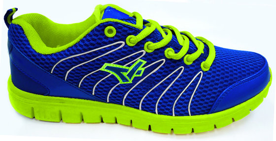 Blue / yellow Sport Shoes Exporter MD Outsole PU + Mesh For Women / Men