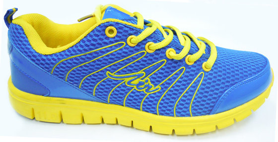Blue / yellow Sport Shoes Exporter MD Outsole PU + Mesh For Women / Men