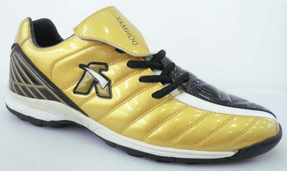 Gold Mens Soccer Turf Shoes Indoor Rubber Outsole for Soft Ground