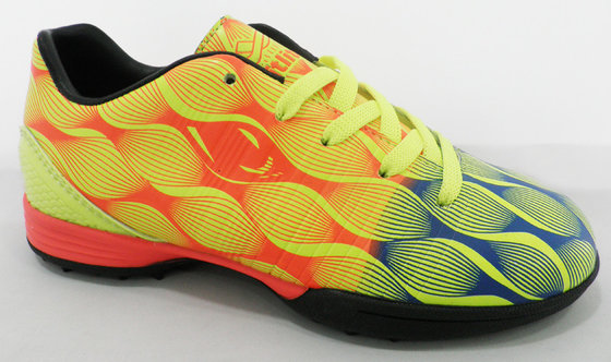 Lace Customized Indoor Soccer Shoes PVC Printing Colorful Upper Rubber Flat Sole