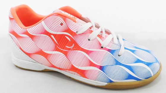 Lace Customized Indoor Soccer Shoes PVC Printing Colorful Upper Rubber Flat Sole