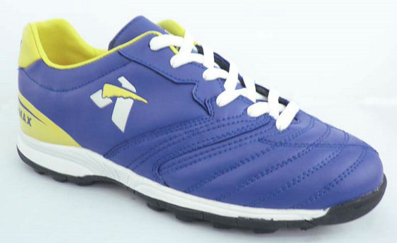 Men Football Boot with Patented Garment , PU Upper and Rubber Outsole With Black / Blue / White