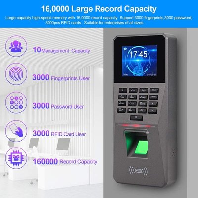 RFID Fingerprint Access Control Attendance Machine TCP/IP Employee Checking-in Time Clock Recorder Biometric Door Contro