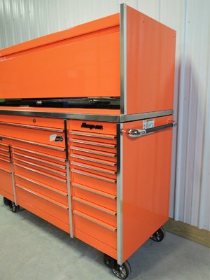 Snap On Orange KRL1023 Tool Box, Stainless Steel Top & Hutch Contat Email:Bolyepotter.devostores@zoho.com