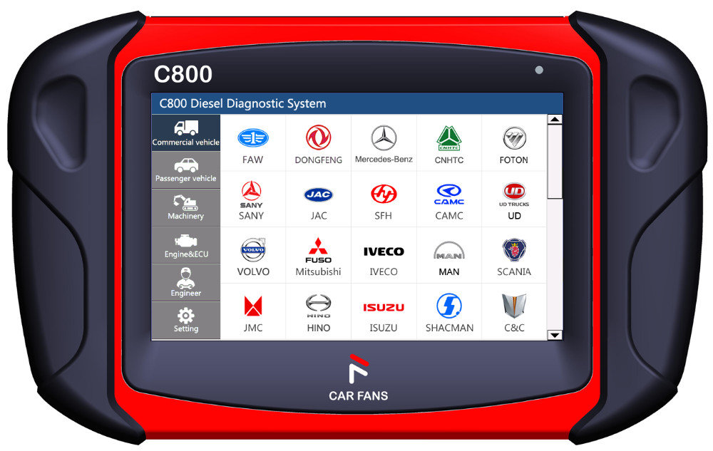 C800 Intelligent Diesel Diagnostic System Truck Heavy Duty Scanner comes with complete accessories including truck modul