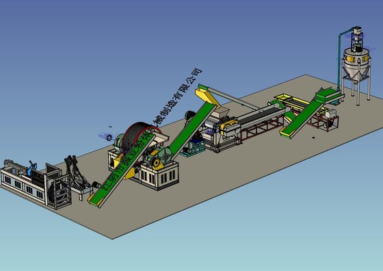 380V 16 R/Min Tyre Recycling Machine Primary Crusher Hydraulic Control