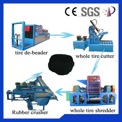 Rubber Waste Tire Recycling Machine 80 Mesh Custom With 380V 50Hz