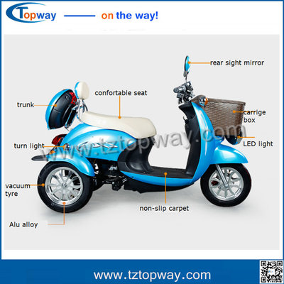 Electric Mini three wheel tricycle for adults passenger with 48v 500w bldc motor