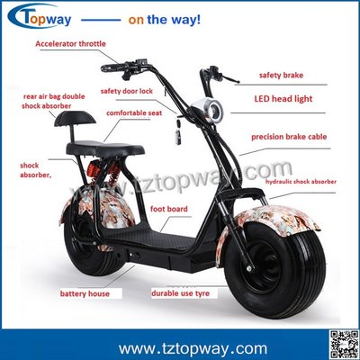 18x9.5 inch fat tyre with Brushless dc motor 1000w electric citycoco scooter