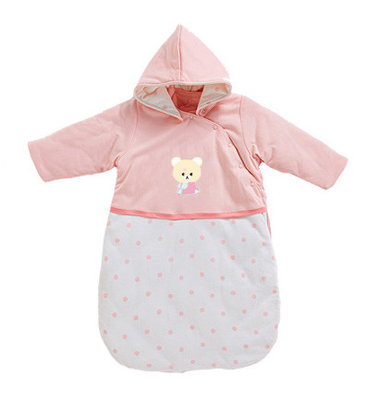 China 75X42CM Baby sleeping bag / long sleeves sleeping bag, pink and blue with printed patterns and embroidery supplier