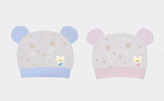 China Baby cap / newborn baby cap with elastic edge / pink and blue with printed patterns and embroidery/ newborn baby gift supplier