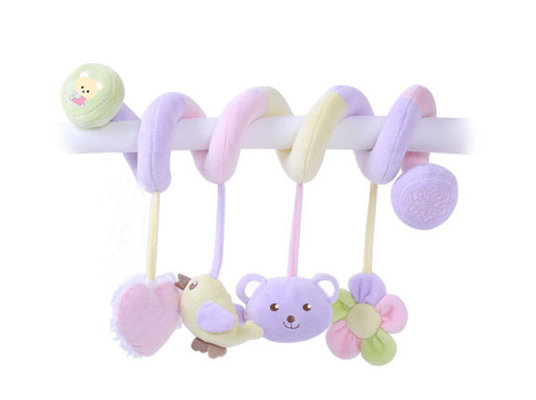 China Baby crib spiral activity toy / flutter and link friend / baby soft bed toy / pink, purple, green color swing toy supplier