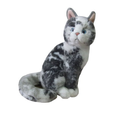 China 6'' sitting plush stuffed cat two-tone fabric supplier