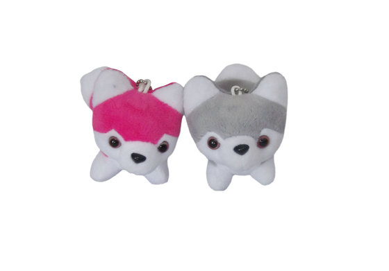 China 4'' plush stuffed mini fox with keychain pink and grey supplier