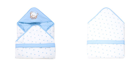 80x80CM Baby blanket with hood / newborn baby wrapping blanket, pink and blue with printed patterns and embroidery supplier