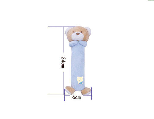 24CM Baby hand rattle / brown bear long body hand rattle / pink and blue bear with embroidery, rattle gift for baby supplier
