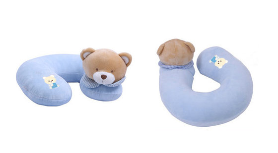 Baby neck cushion / baby neck protector / pink and blue bear neck cushion with embroidery for traveling supplier