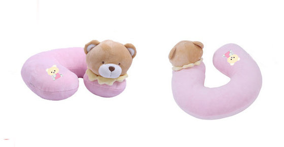 Baby neck cushion / baby neck protector / pink and blue bear neck cushion with embroidery for traveling supplier