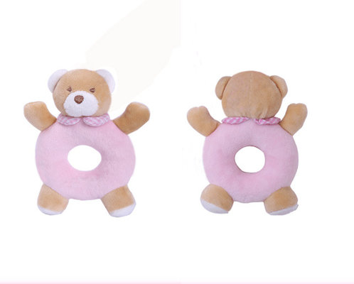 Baby ring rattle / baby wrist rattle / pink and blue bear with rattle supplier