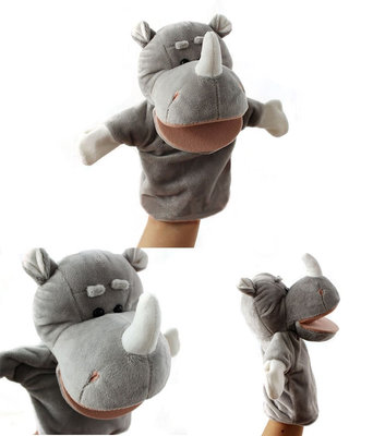 25CM Hippo crocodile rino hand puppet / puppet gift for kids / beige, dark green, grey with plastic eyes supplier