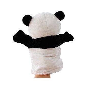 25CM Panda hand puppet / Panda hand puppet gift for kids / black and white color with plastic eyes supplier
