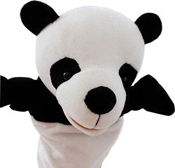 25CM Panda hand puppet / Panda hand puppet gift for kids / black and white color with plastic eyes supplier