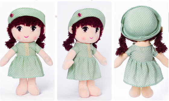 25CM Fashion dolls with polka dots dress and hat / rag dolls for girls / kids, red and green dolls supplier