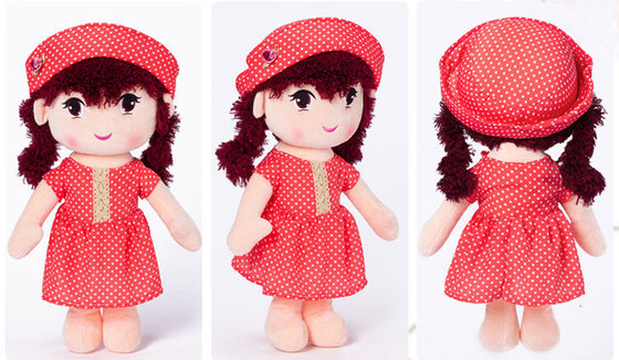 25CM Fashion dolls with polka dots dress and hat / rag dolls for girls / kids, red and green dolls supplier
