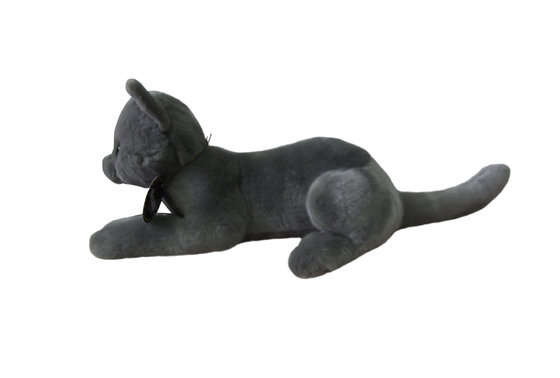 6'' lying plush stuffed grey cat supplier